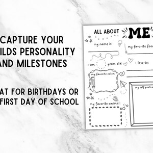 All About Me Printable Kids Favorite Things List Students Back to ...