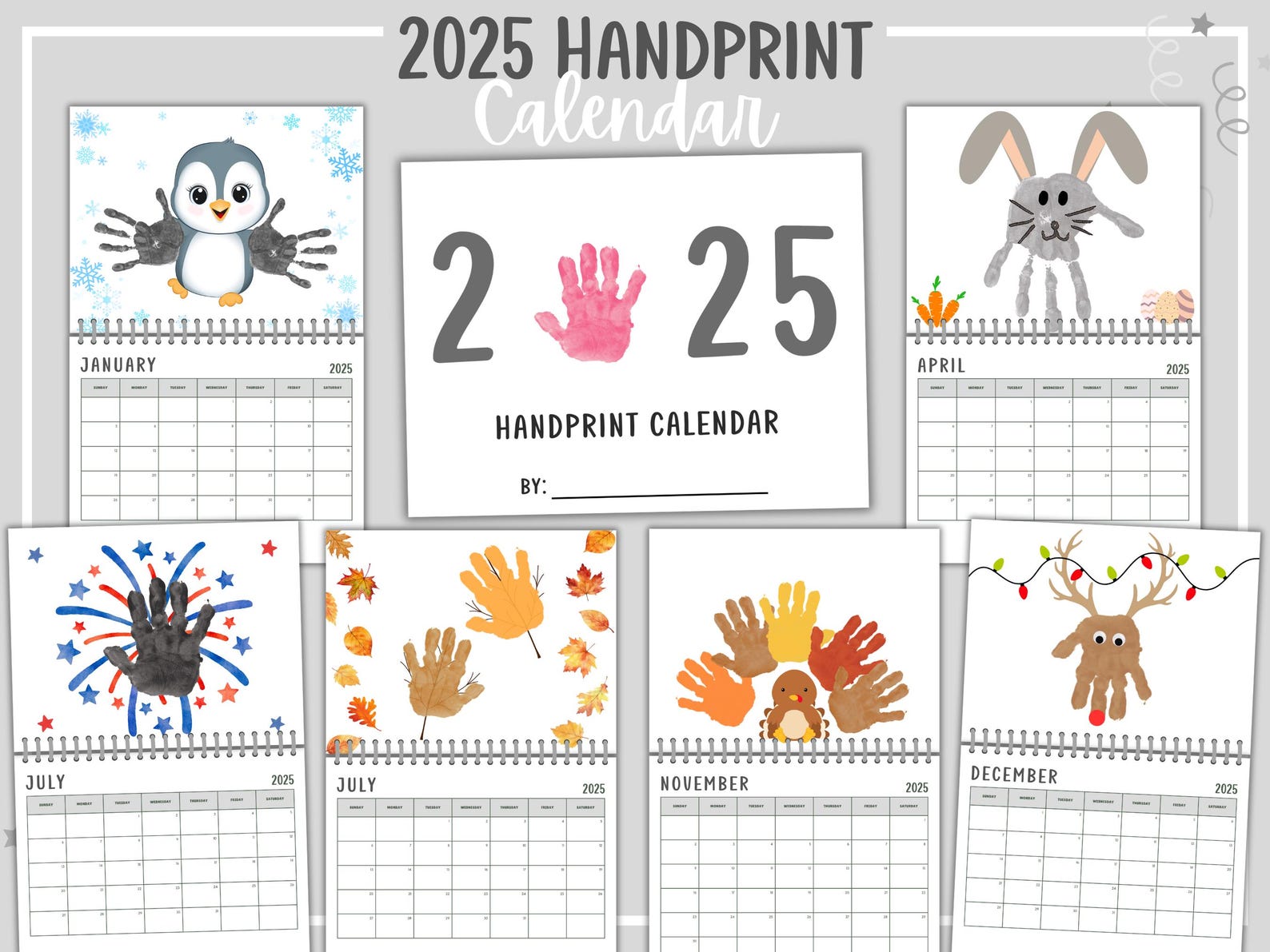 Handprint Calendar 2025 Kit for Kids Toddlers Baby, Preschool Handprint ...
