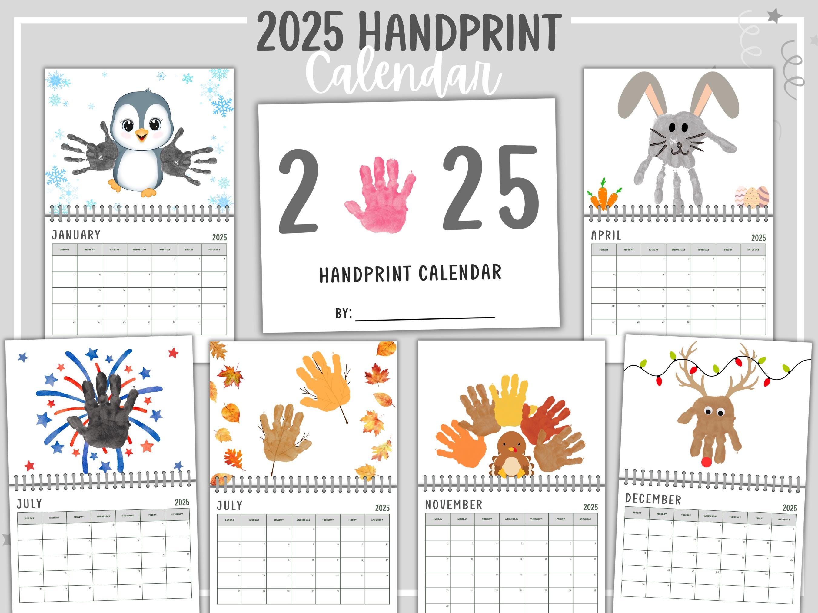 Handprint Calendar 2025 Kit for Kids Toddlers Baby, Preschool Handprint ...