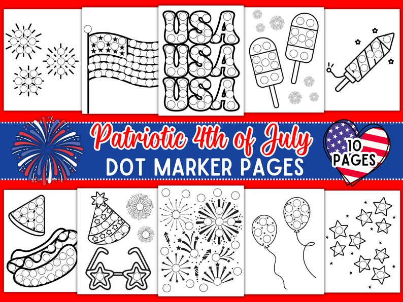 Independence Day Dot Marker Printable Pack, 4th of July Coloring Pages ...