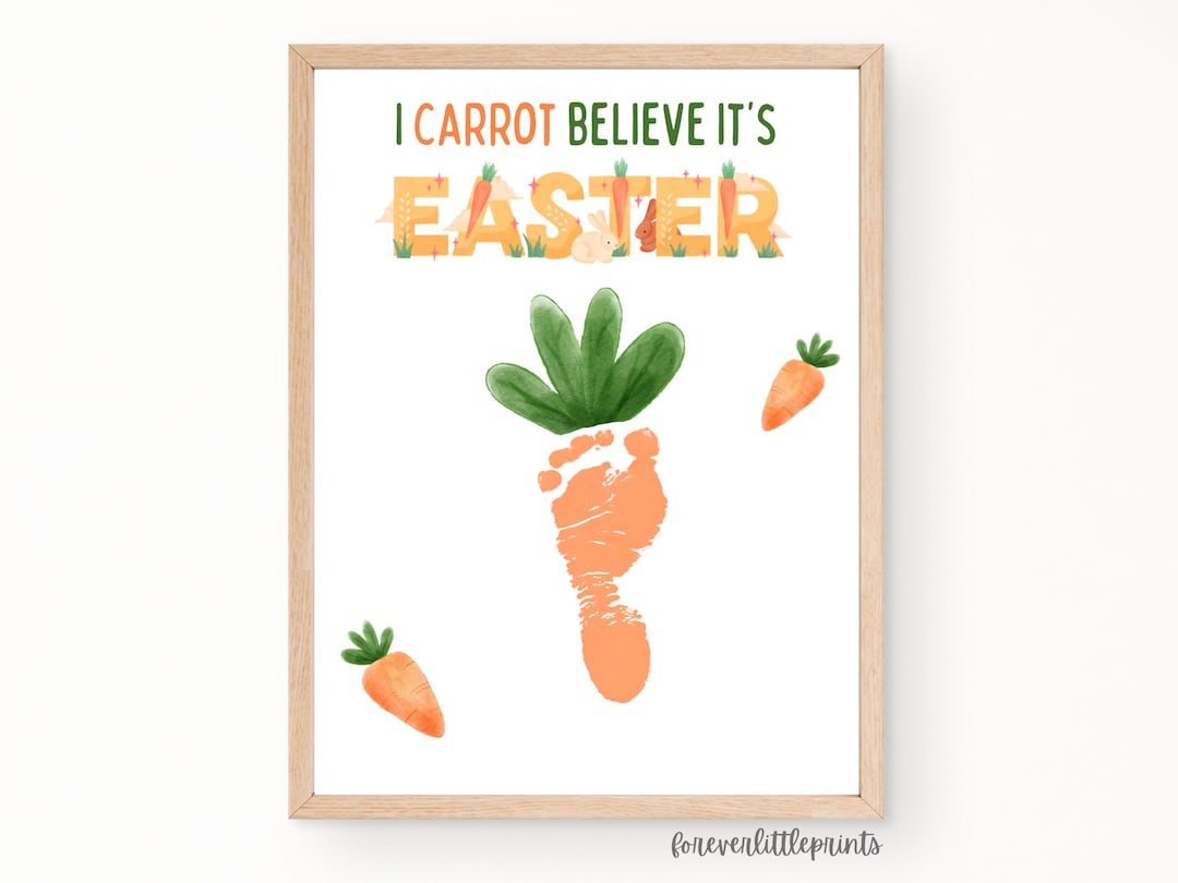 Easter Carrot Footprint Art for Kids Infant Toddler Baby, Easter ...