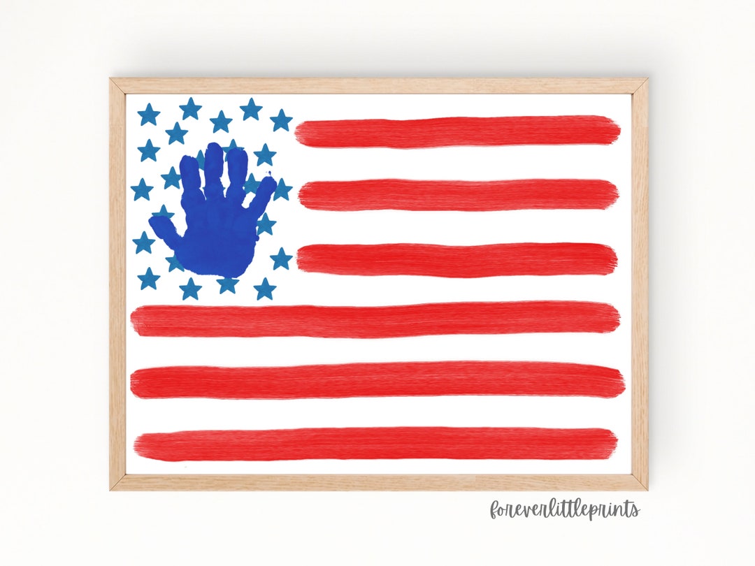 American Flag 4th of July Handprint Art, Red White and Blue Footprint ...