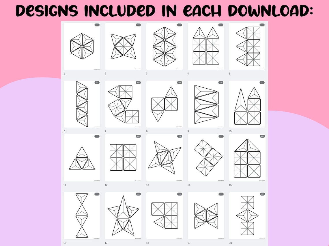 Magnetic Tiles Templates, Magnet Tile Pattern, Activity Card Puzzles ...