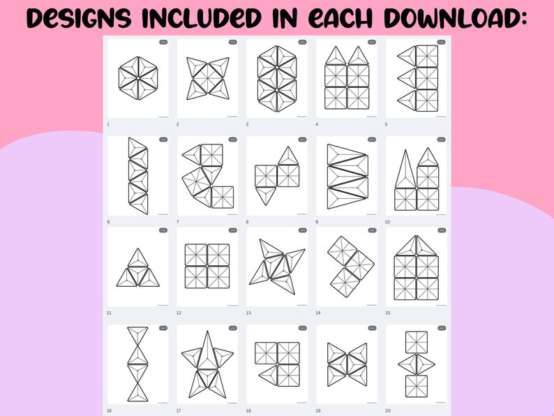 Magnetic Tiles Templates, Magnet Tile Pattern, Activity Card Puzzles ...