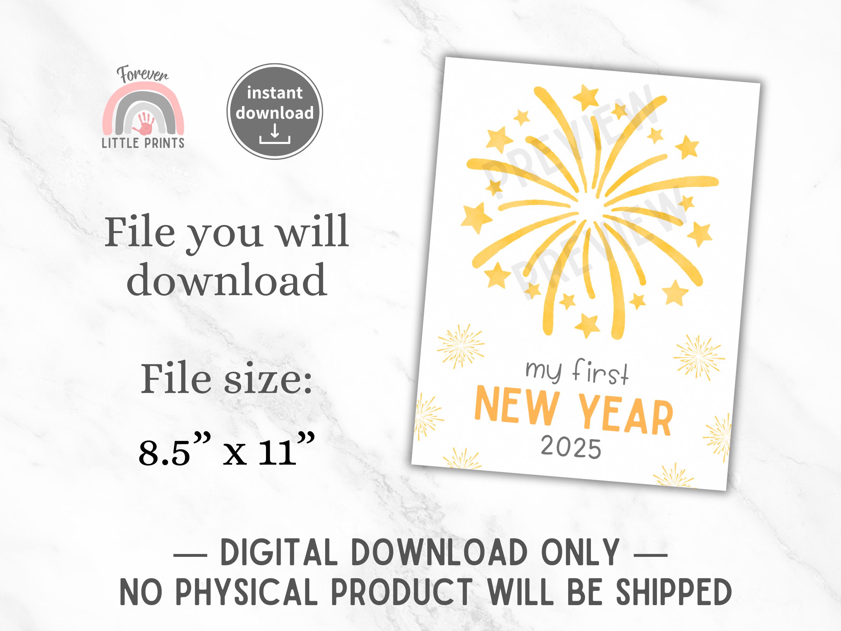 My First New Years Handprint Craft for Baby Toddler, Footprint Art ...