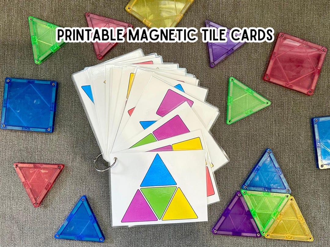 Magnetic Tile Cards, Magnet Tile Activity Puzzle Templates, Kids ...