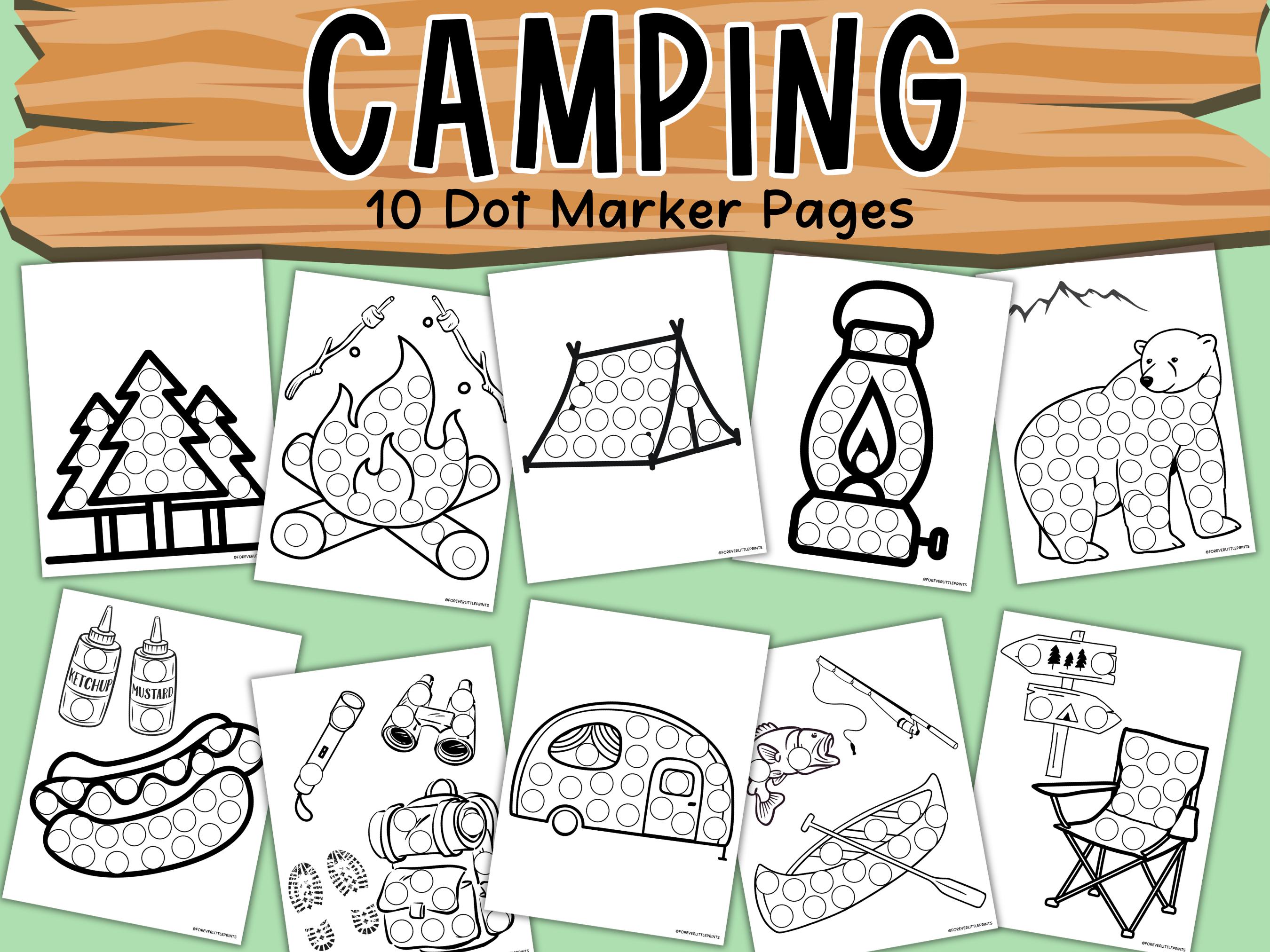 Camping Dot Marker Printable Pack, Fun Preschool Daycare Activity Pages ...