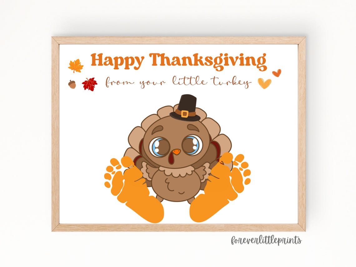 Thanksgiving Turkey Footprint Art Kids Infant Baby, Fall Keepsake ...