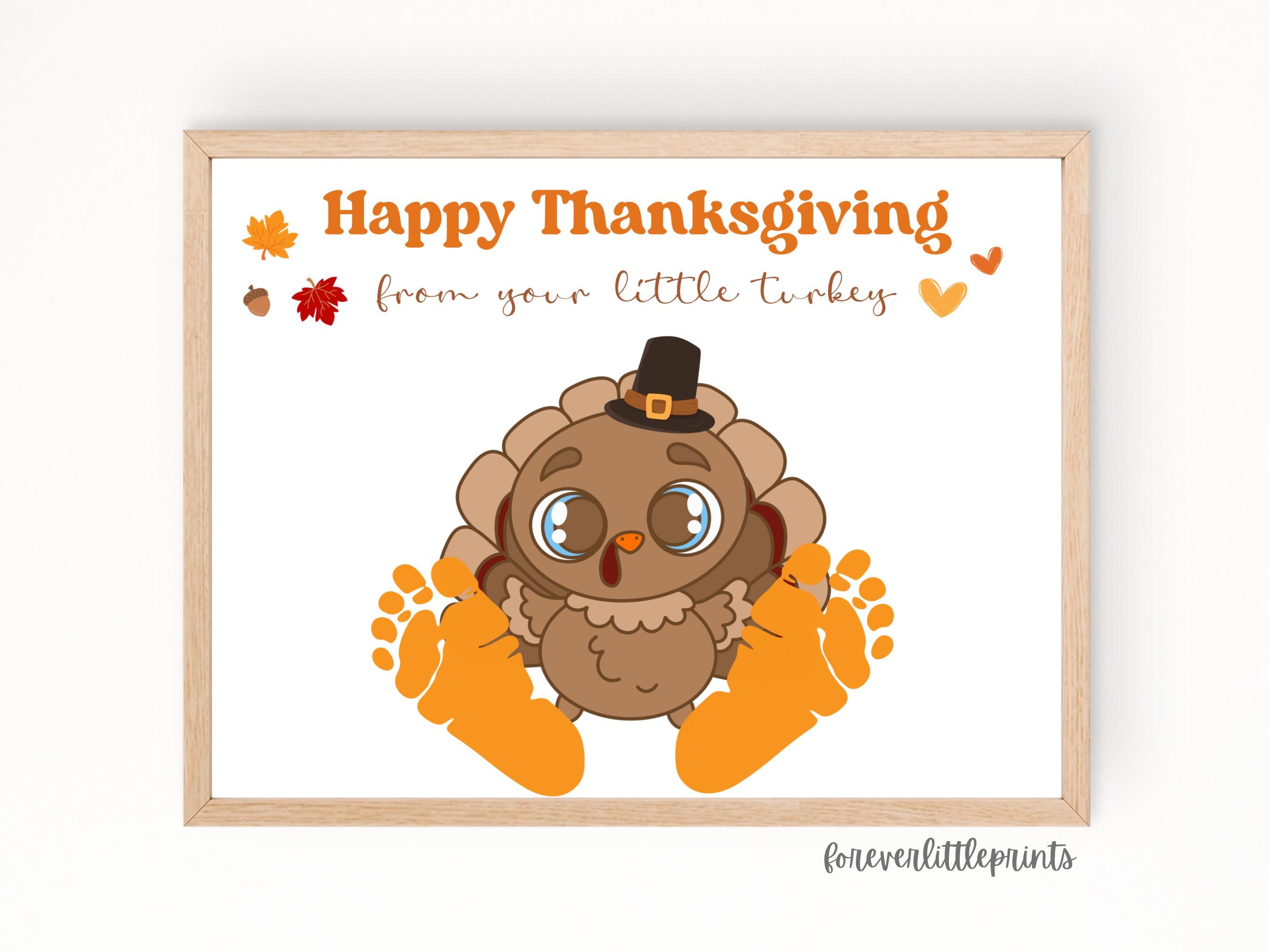 Thanksgiving Turkey Footprint Art Kids Infant Baby, Fall Keepsake ...