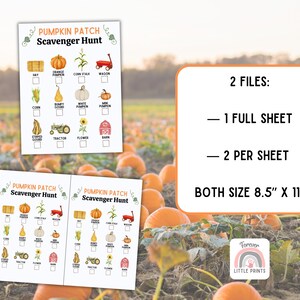 Pumpkin Patch Scavenger Hunt Printable Fall Learning Games Adventure ...