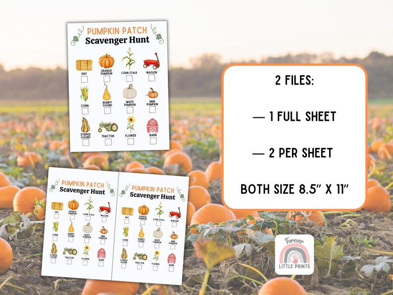 Pumpkin Patch Scavenger Hunt Printable Fall Learning Games Adventure ...