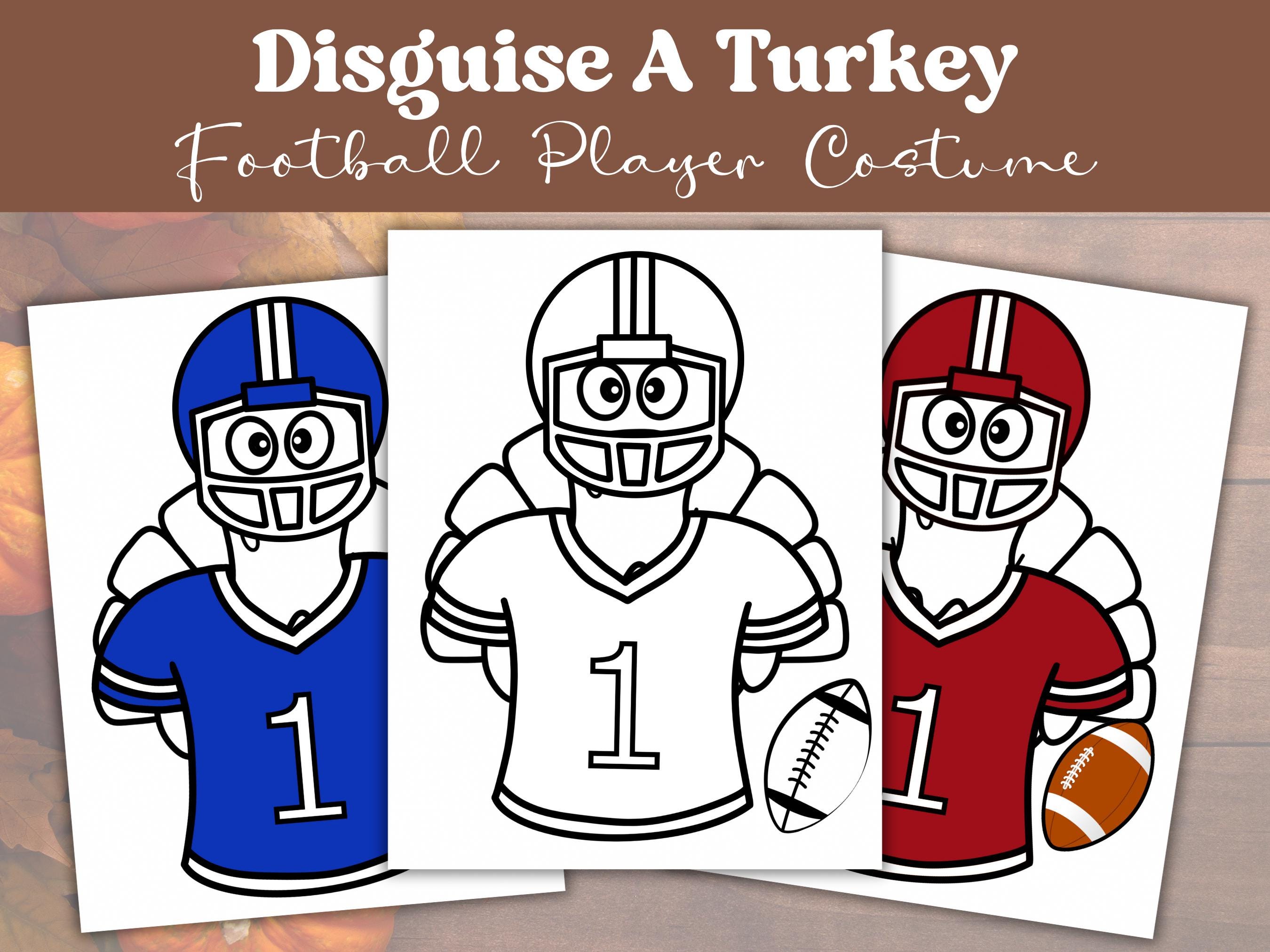 Disguise A Turkey Football Player Costume Printable, Thanksgiving ...