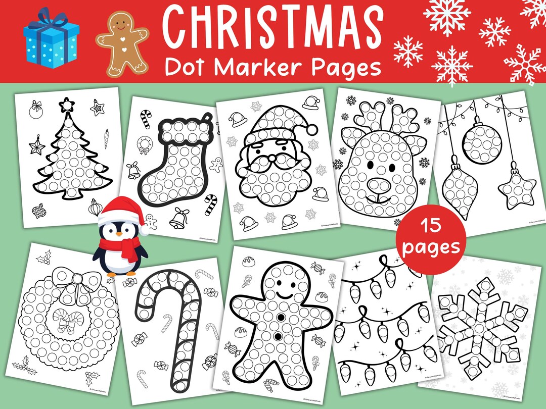 Christmas Dot Marker Pages, Dots Art Worksheets, Holiday Winter ...