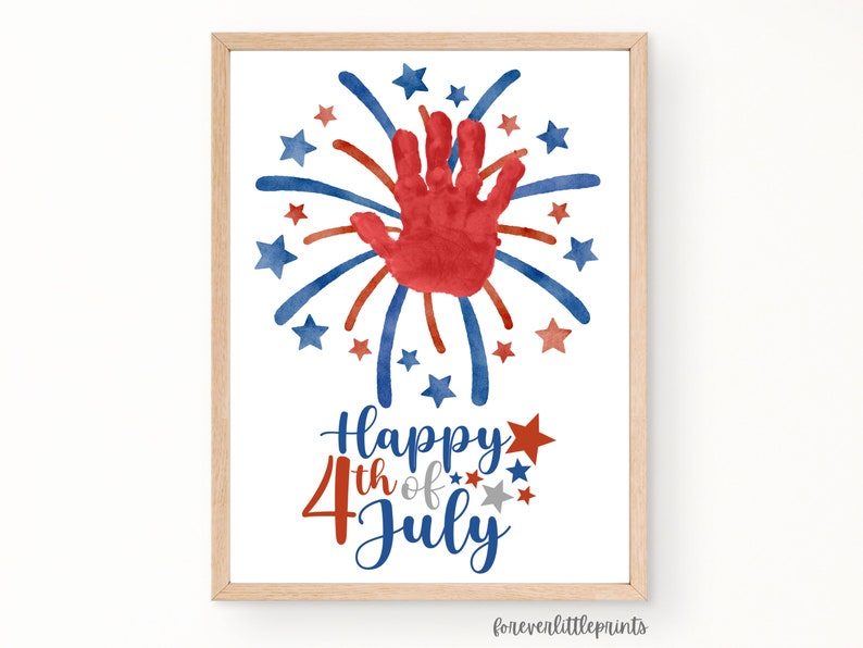 4th of July Handprint Art, Red White and Blue Firework Footprint Craft ...