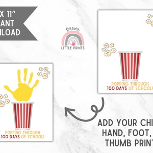 100 Days of School Activity Handprint Art for Kids, 100 Days Smarter ...