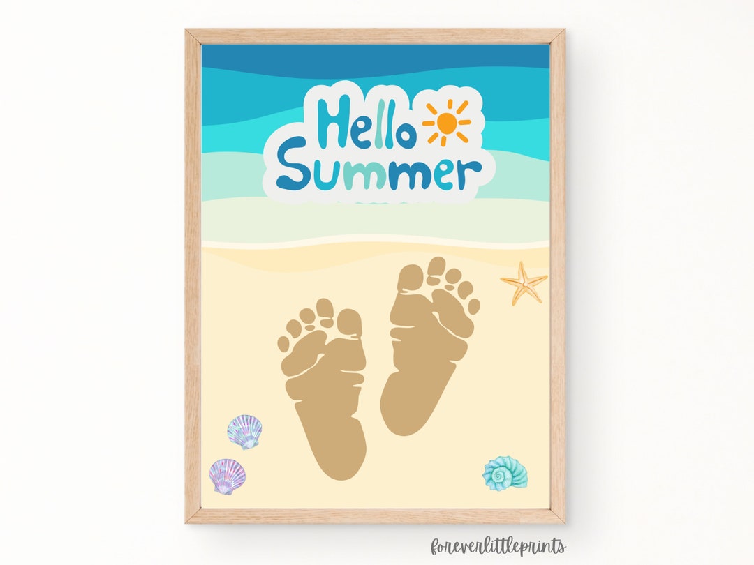 Hello Summer Handprint Art for Kids Toddler Infant, Beach Footprint ...