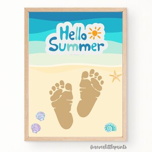 Hello Summer Handprint Art for Kids Toddler Infant, Beach Footprint ...