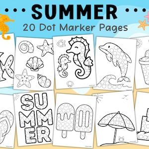 Summer Dot Marker Worksheets, Dot Stickers Printable Pack, Toddler ...