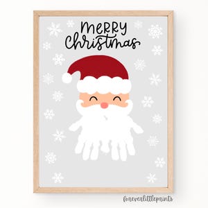 Santa Handprint Art Printable, Merry Christmas Footprint Craft Gift ...