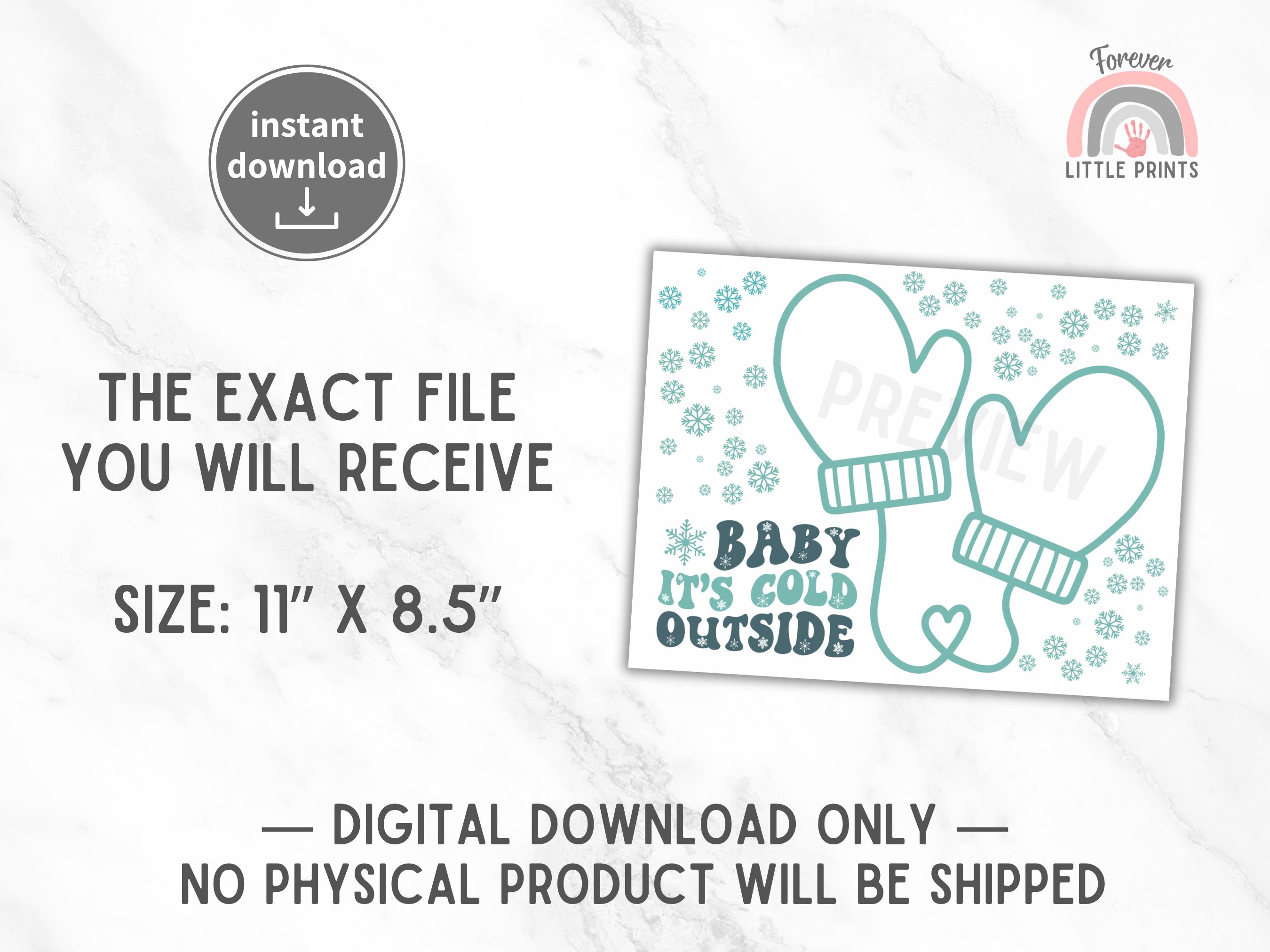 Winter Mittens Handprint Art for Baby Toddler Kids, Snowflakes First ...