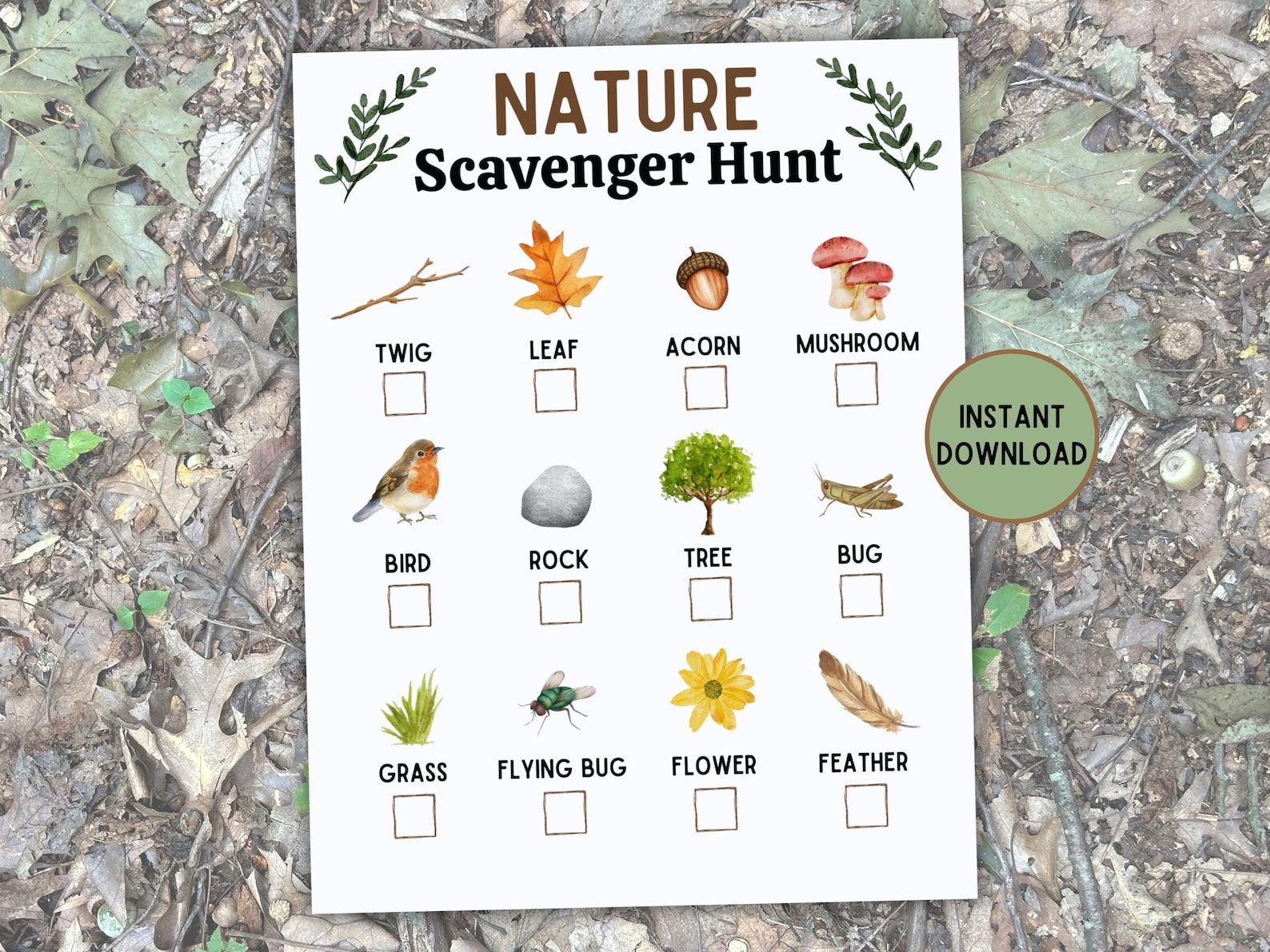 Nature Scavenger Hunt Printable Outdoor Learning Games Adventure ...