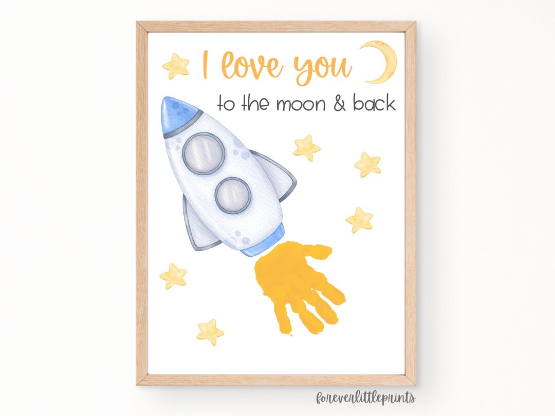 Rocket Ship Handprint Craft for Toddlers Baby Kids, Rocket Valentine ...
