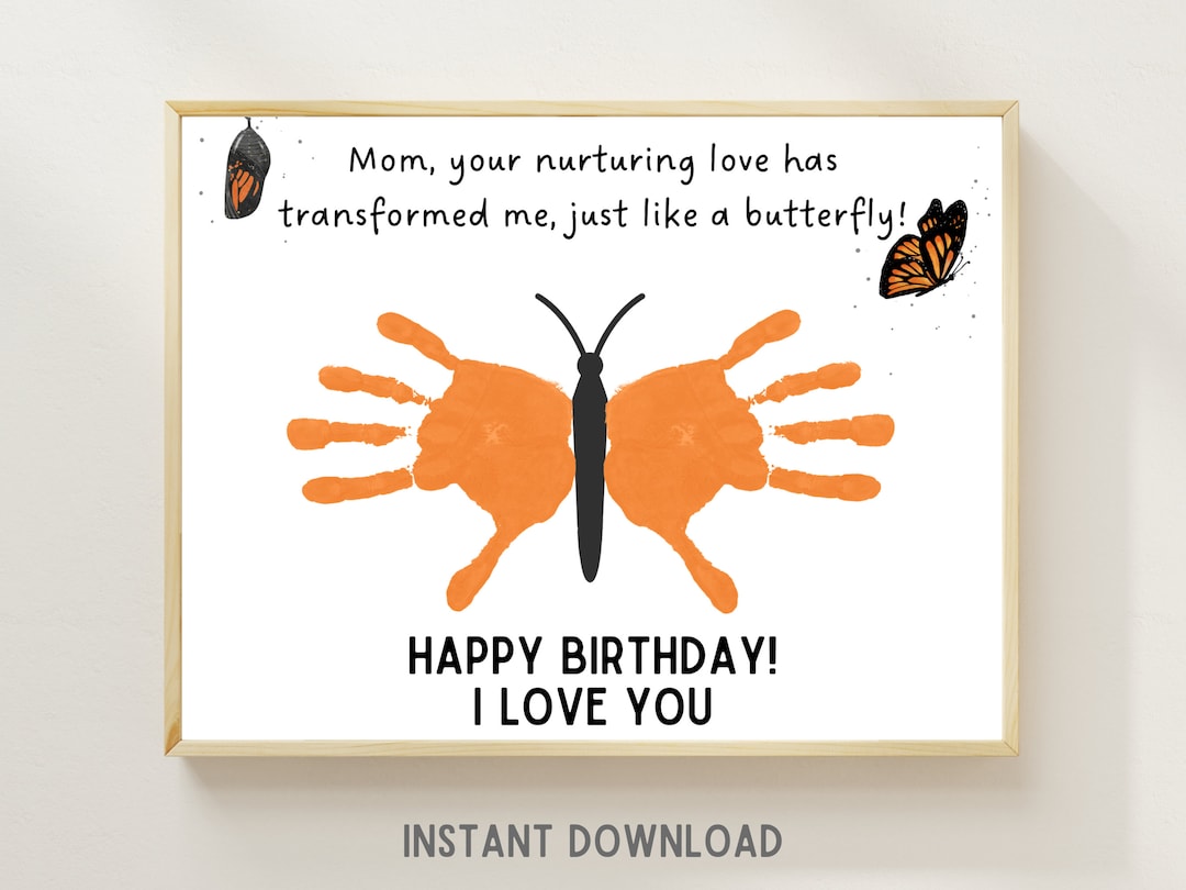 Handprint Birthday Card for Mom, Birthday Gift Keepsake to Mom From ...