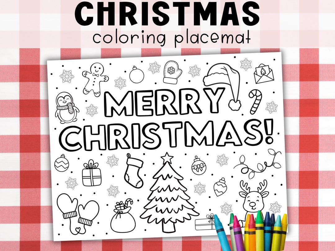 Christmas Coloring Placemat for Kids, Printable Christmas Activity ...