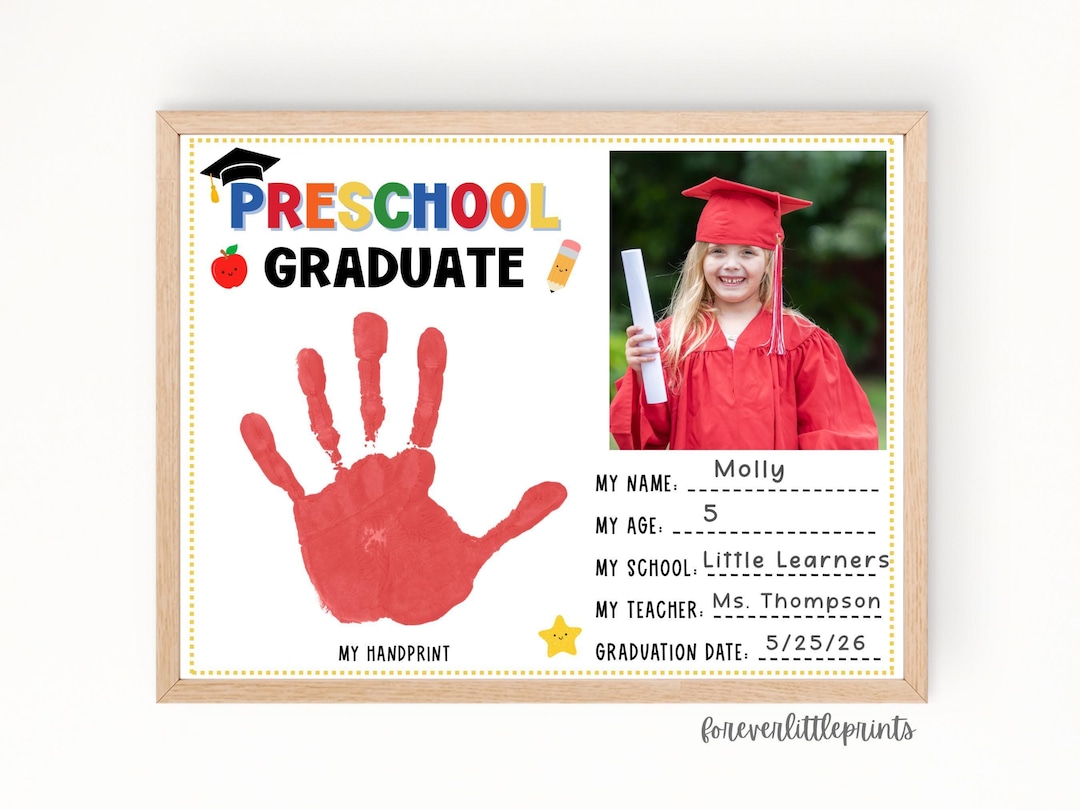 Preschool Graduation Keepsake, Last Day of Preschool Handprint, Pre-k ...