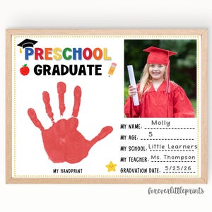 Preschool Graduation Keepsake, Last Day of Preschool Handprint, Pre-k ...