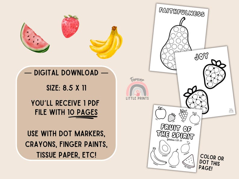 Fruit of the Spirit Dot Marker Activity Pages Sunday School Bible Do A ...