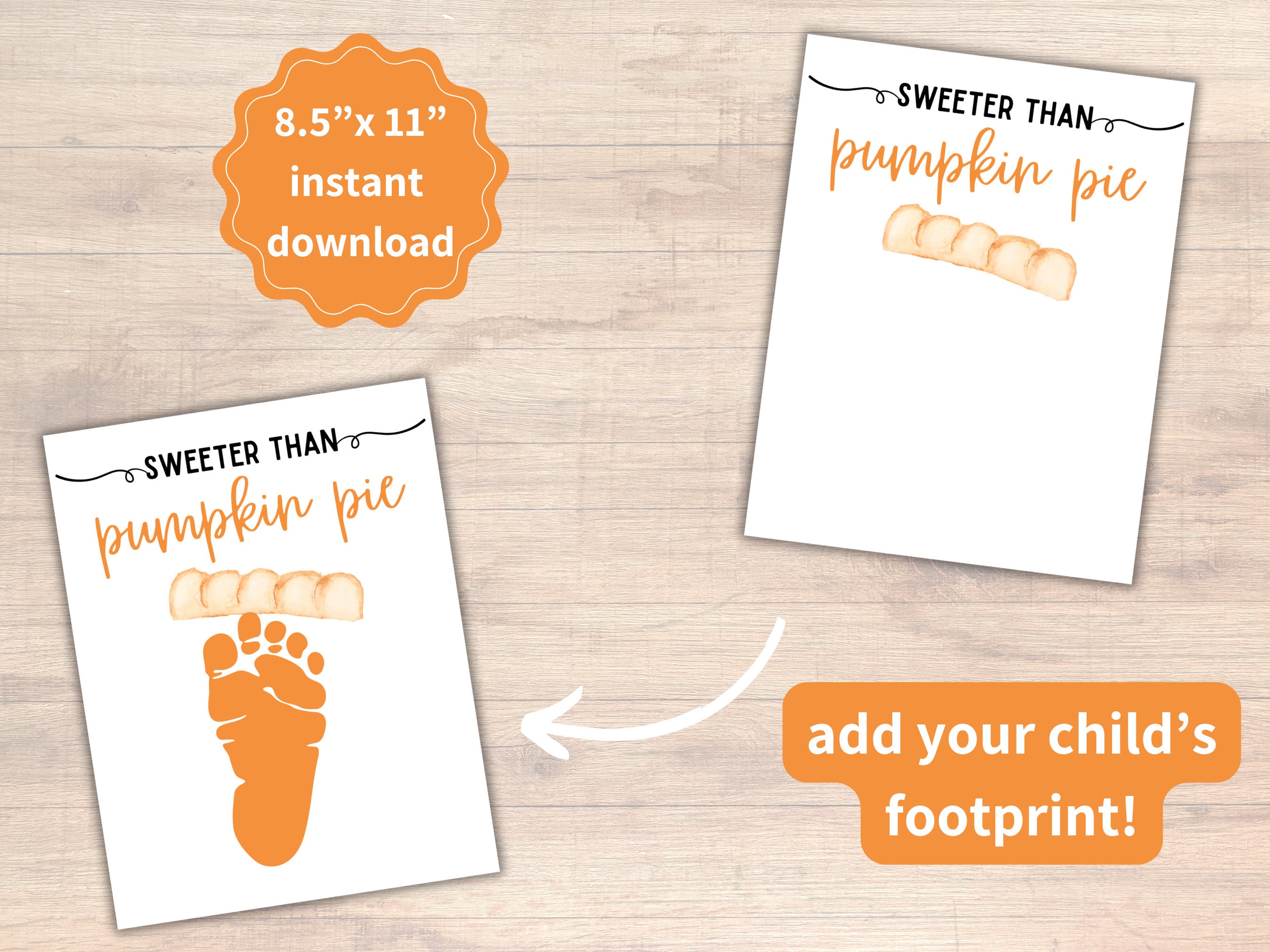 Thanksgiving Footprint Printable Pumpkin Pie Thanksgiving - Etsy