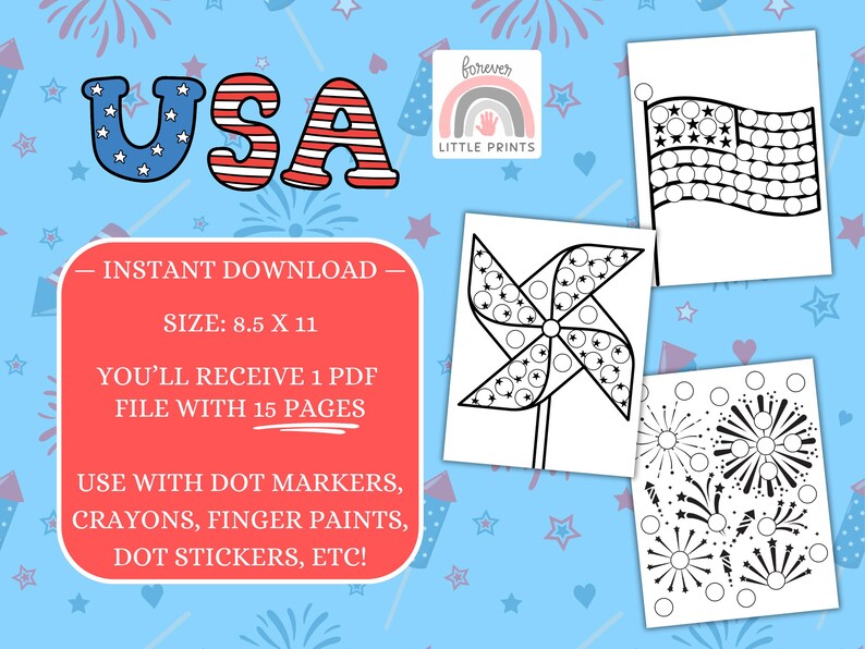 4th of July Dot Marker Printable Pack, Patriotic Coloring Pages ...