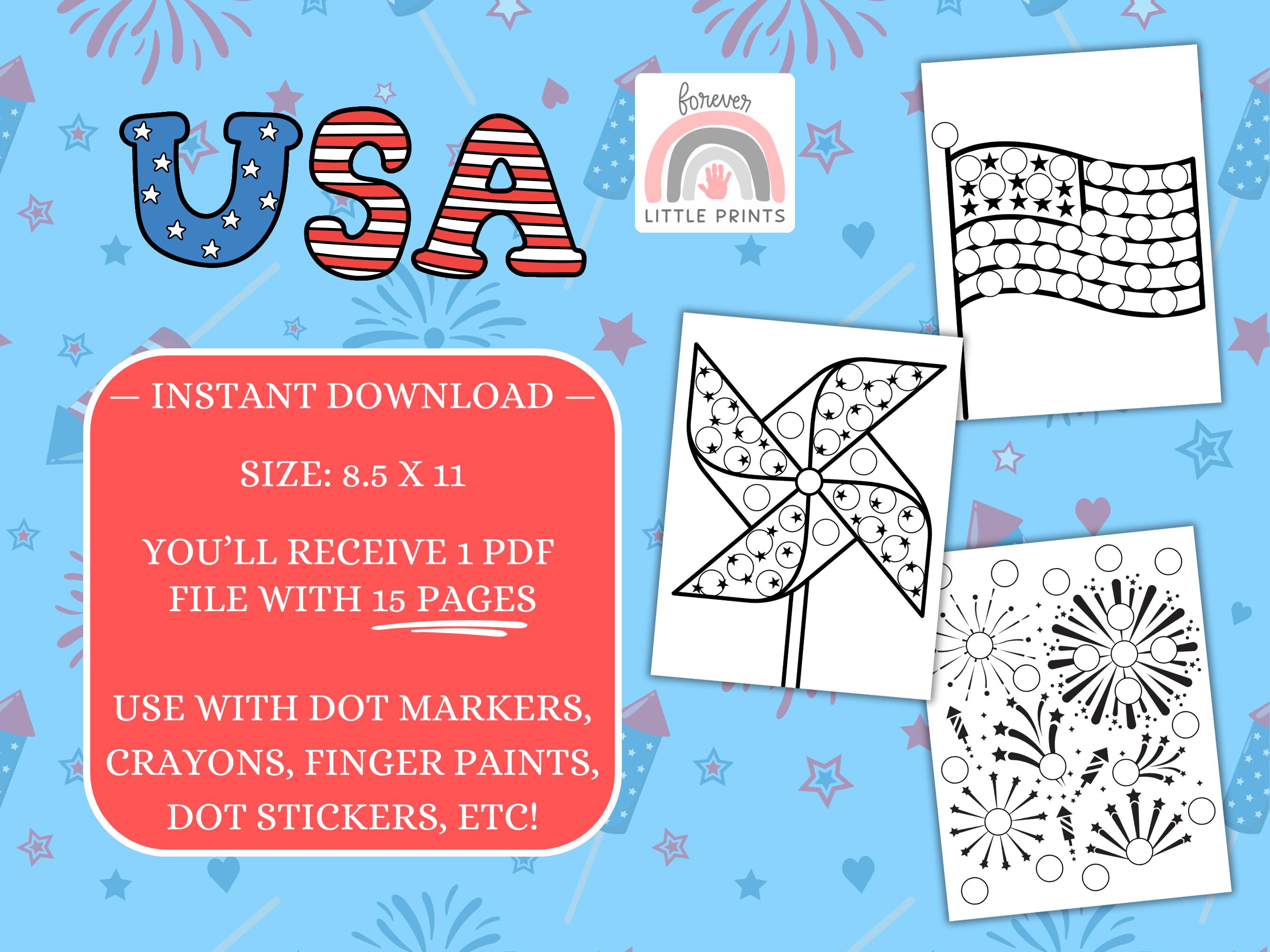 4th of July Dot Marker Printable Pack, Patriotic Coloring Pages ...