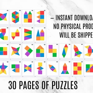 Magnetic Tiles Templates, Magnet Tile Activity Card Puzzles Printables ...