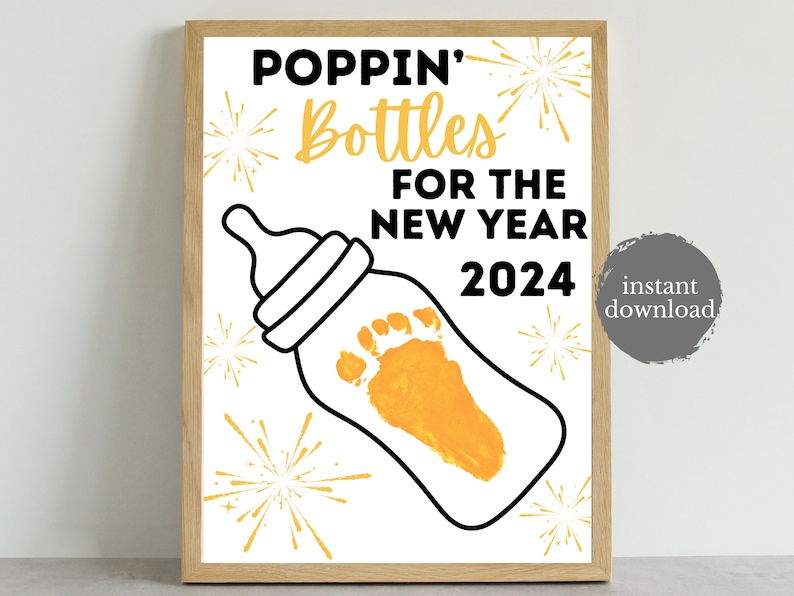 New Years Footprint Craft for Baby Toddlers Handprint Craft Infant New ...