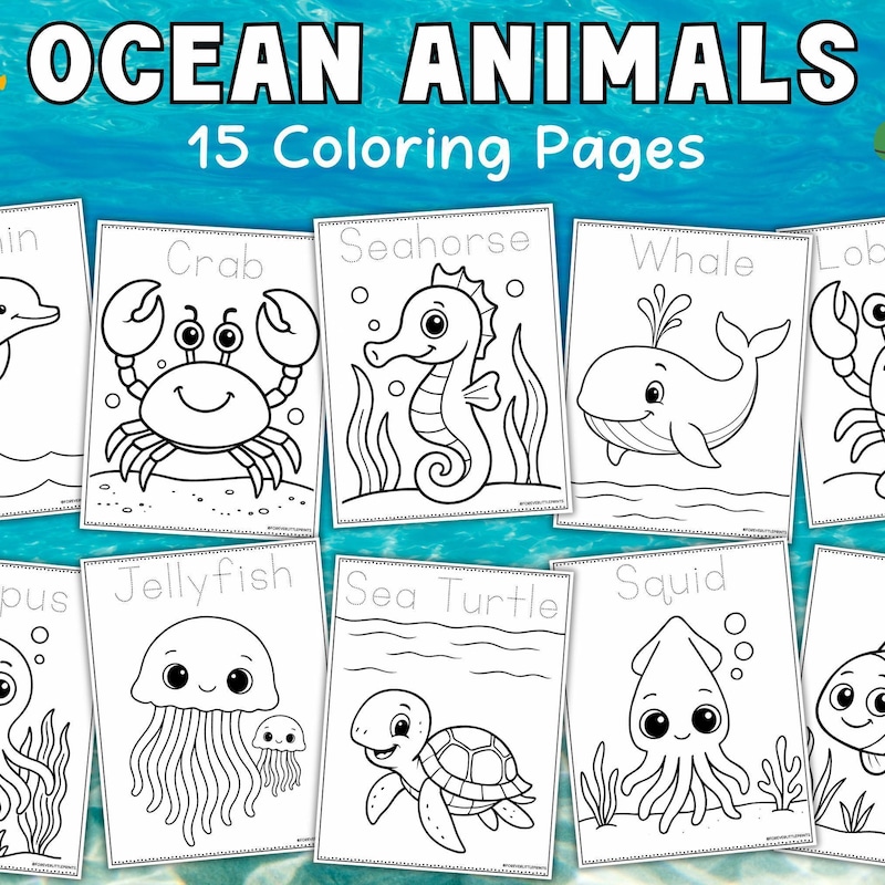 Marine Life Color Sheets - Etsy