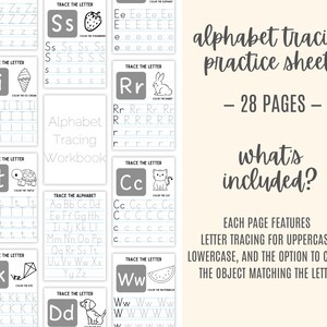 Alphabet Tracing Worksheets for Homeschool, Preschool Printables, Trace ...