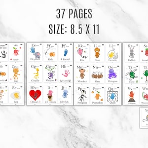 Alphabet Handprint Art Memory Book ABC Handprints Craft Kids Baby ...
