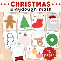 7 Christmas Playdough Mats, Printable Play Doh Mats, Christmas Play ...