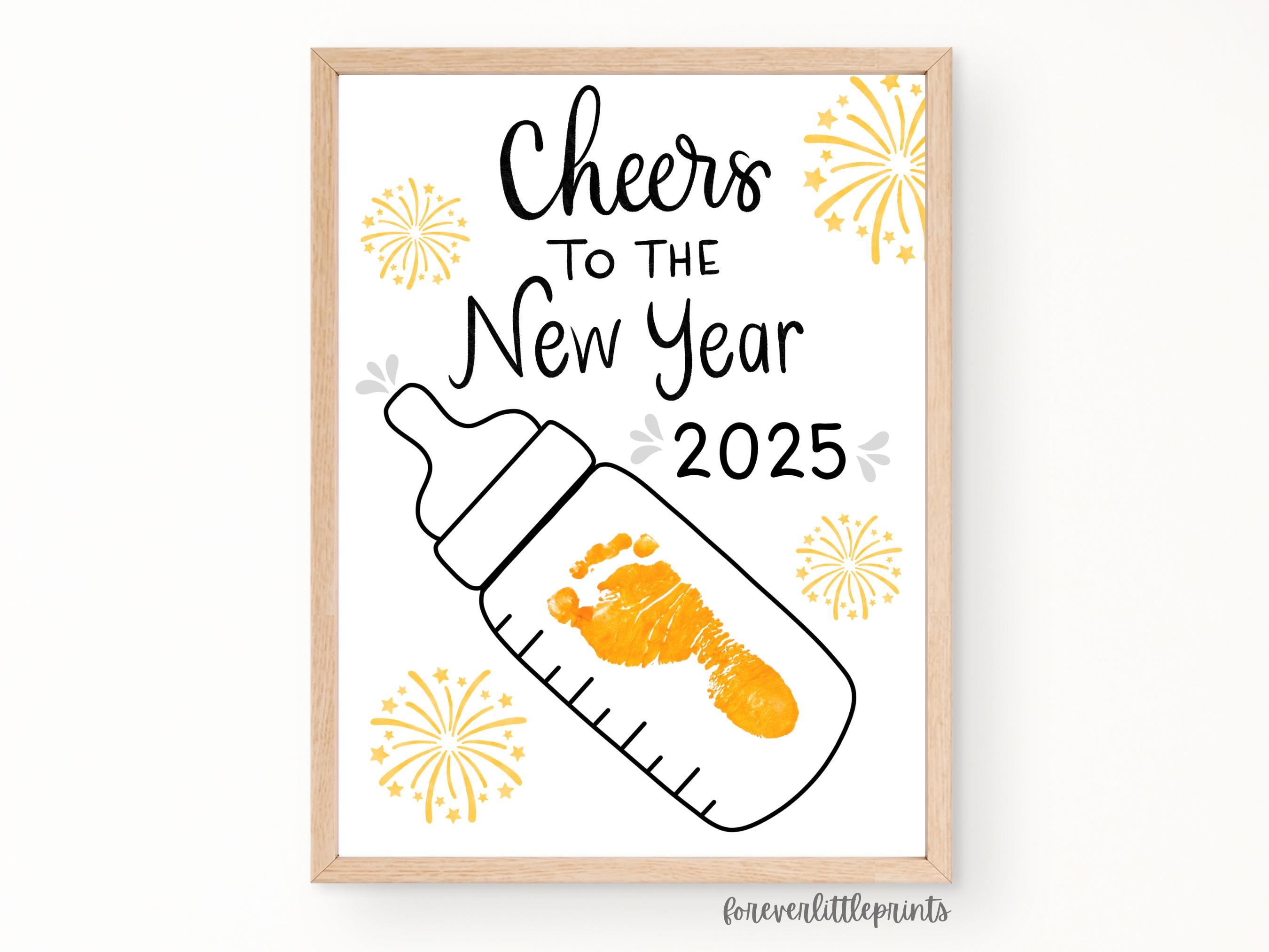 New Years Footprint Craft for Baby Toddlers Handprint Art Infant Baby’s ...