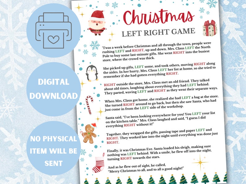 Christmas Left Right Game, Christmas Party Game, Gift Exchange Game ...