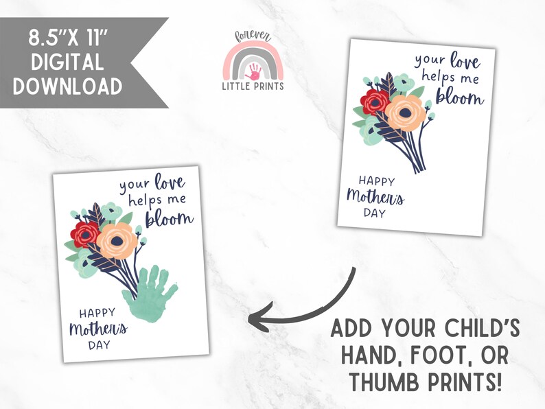 Mothers Day Handprint, Flower Bouquet Handprint Art Craft, First ...