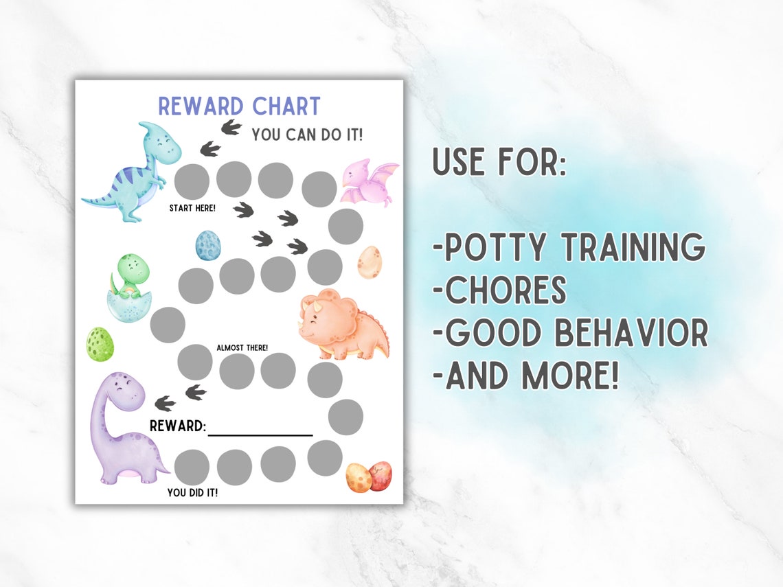 Dinosaur Reward Chart for Kids Toddlers, Kids Routine Chart, Potty ...