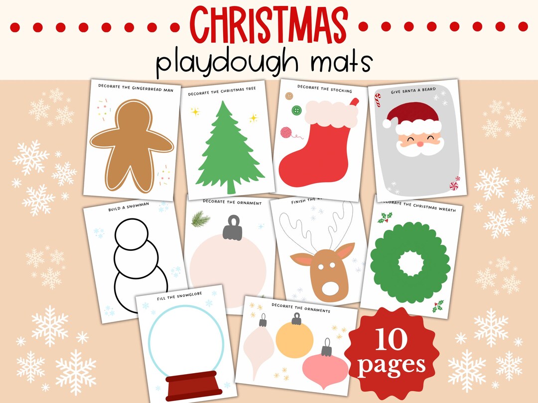 Christmas Playdough Mats, Holiday Playdoh Cards, Xmas Activity for Kids ...