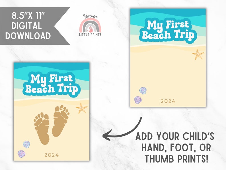 First Beach Trip Summer Footprint Art Baby Infant Toddler Ocean ...