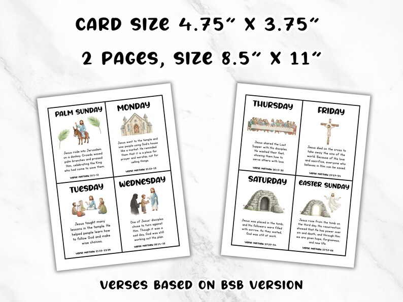 Kids Holy Week Cards, Easter Week Easy to Read Cards, Bible Made Clear ...
