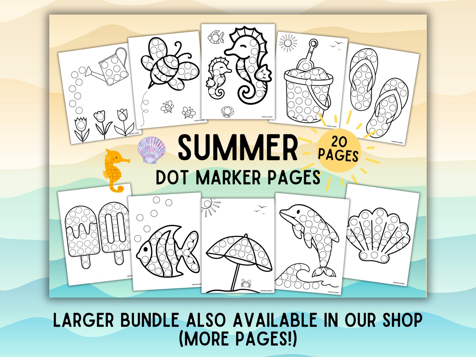 Summer Dot Marker Printable Pack, Fun Preschool Daycare Activity Pages ...