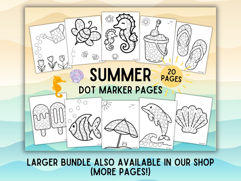 Summer Dot Marker Printable Pack, Fun Preschool Daycare Activity Pages ...