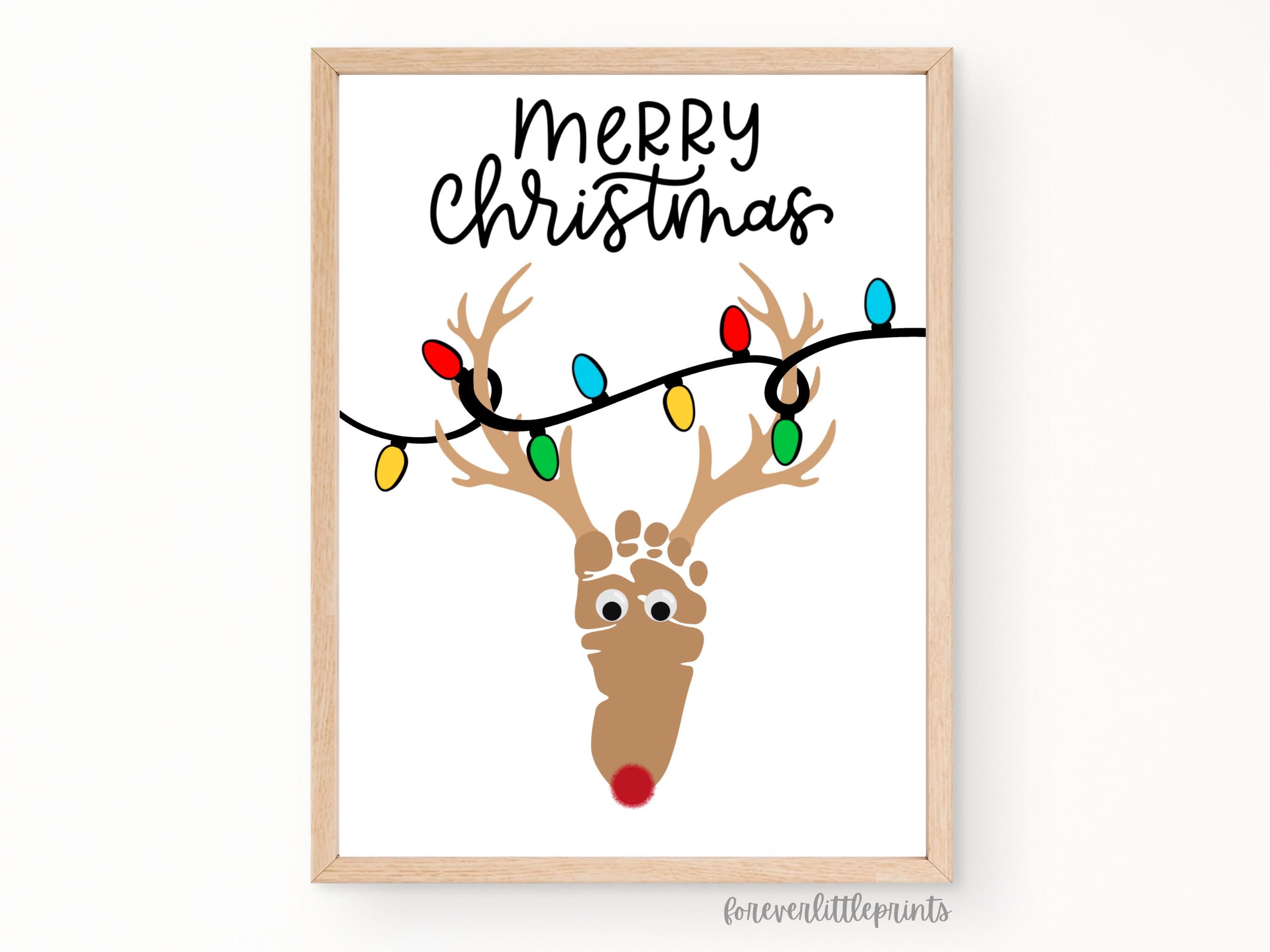 Reindeer Christmas Handprint Art Kids Toddlers Baby Printable Deer ...